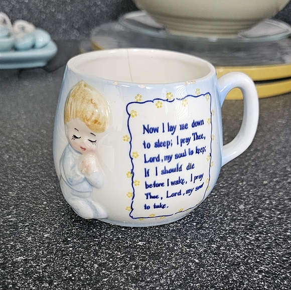 Dining | Prayer Mug With Child Design Blue And White | Poshmark